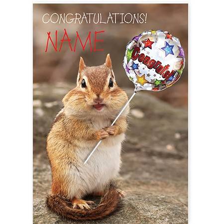 Congratulations Squirrel With Balloon Card | Greeting Card | greetings ...