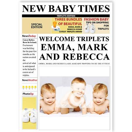 New Baby Times Welcome Triplets Card | Greeting Card | greetings.ie ...