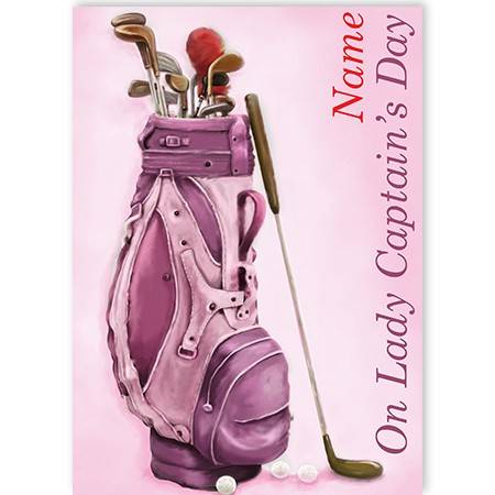 Purple Golf Bag On Lady Captain's Day Card | Greeting Card | greetings ...